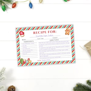 Editable Christmas Cookie Recipe Card, Christmas Cookie Exchange Recipe ...