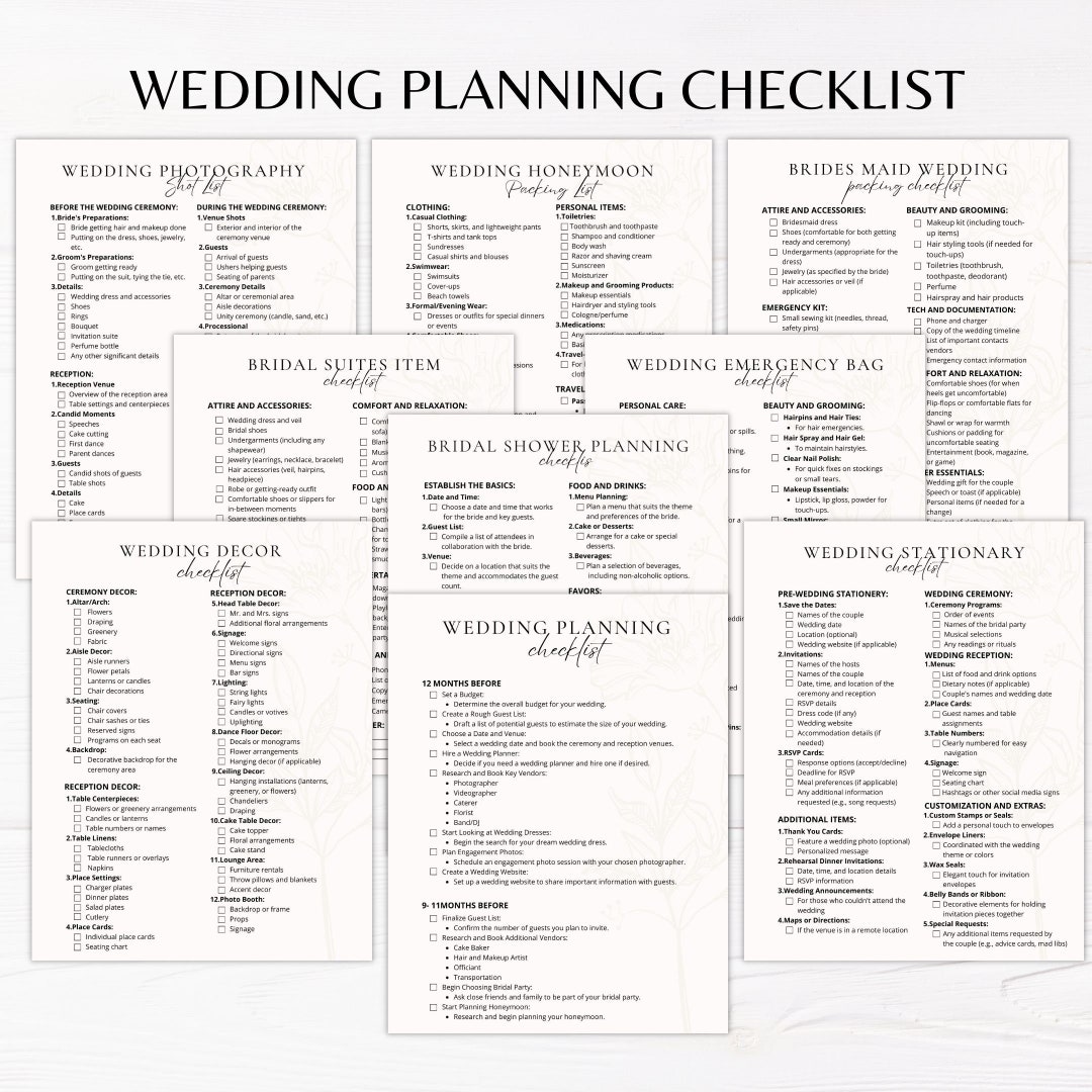 Wedding Checklist Wedding Planning Checklist Wedding Checklist Template ...