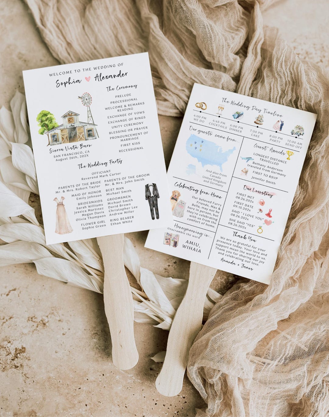 Infographic Wedding Program Fan Template, Printable Wedding Day Program ...