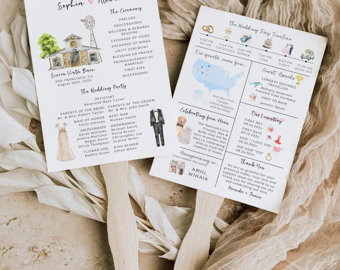 Wedding Program Fans, Wedding Timeline Fan, Infographic Fan ...