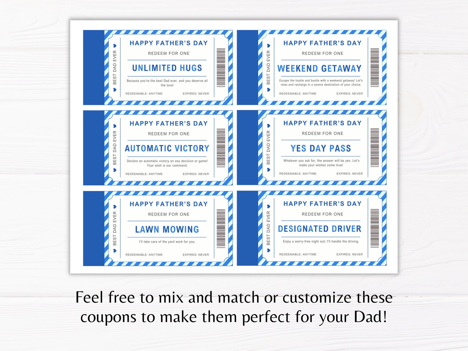 Fathers Day Gift Coupon Template Printable Fathers Day Gift Coupon Card ...