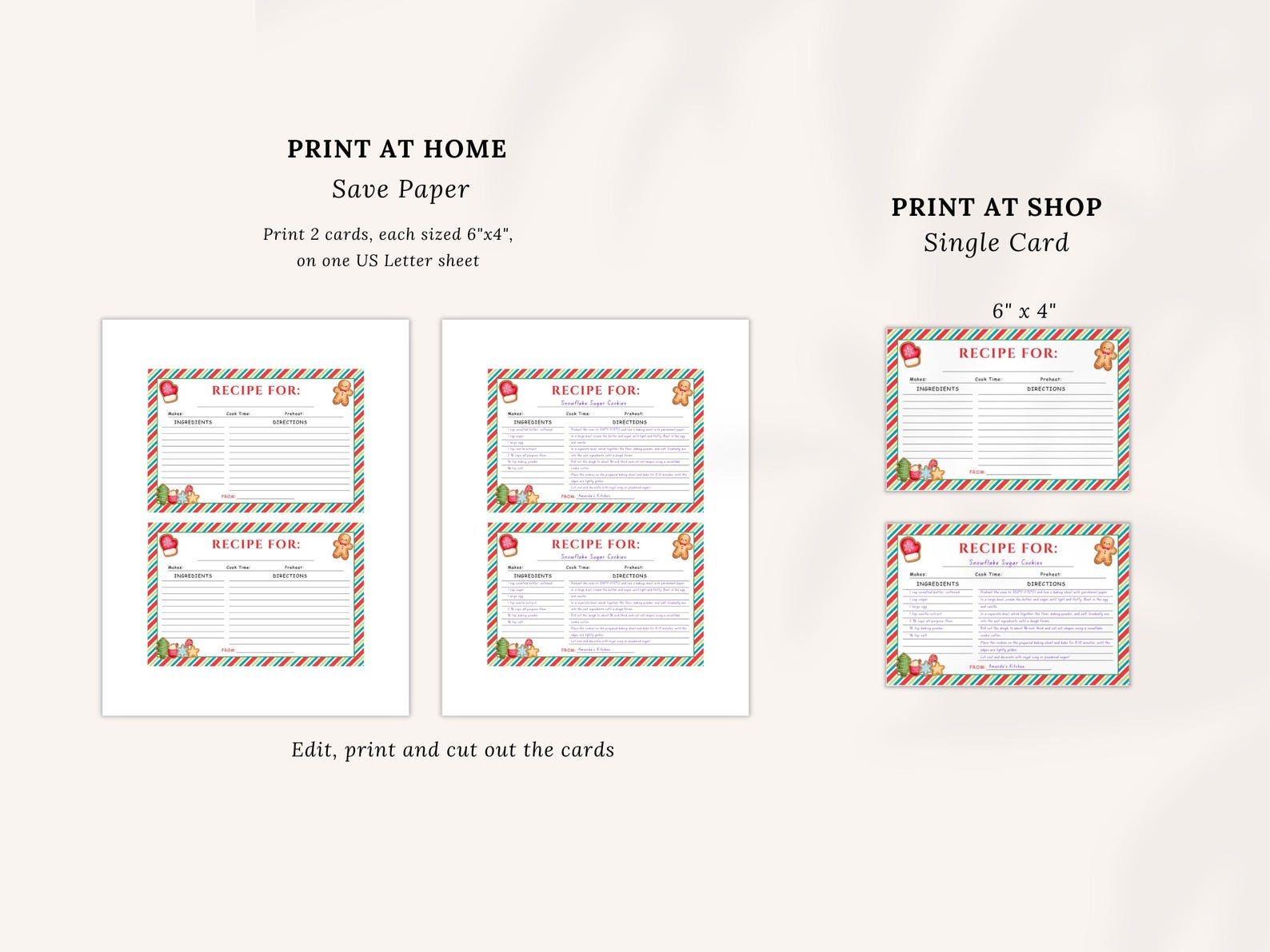 Editable Christmas Cookie Recipe Card, Christmas Cookie Exchange Recipe ...