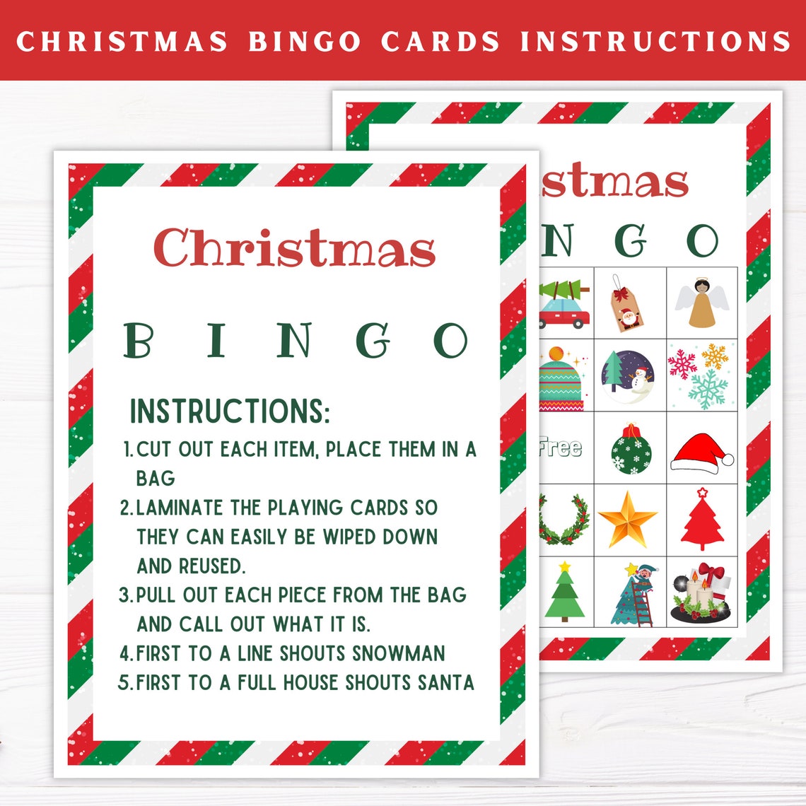 Christmas Bingo Game Christmas Bingo Cards Christmas Game - Etsy