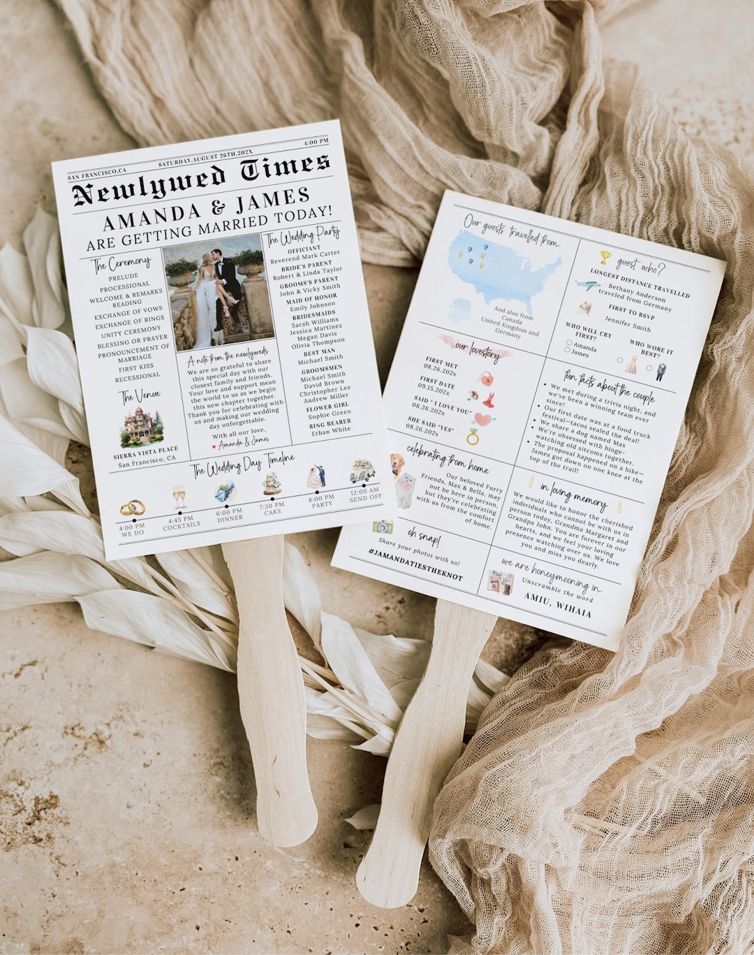 Infographic Wedding Program Fan Kit Template, Newspaper Wedding Program ...