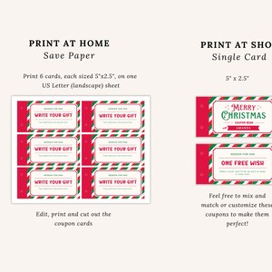 Printable Christmas Coupon Book, Stocking Stuffer for Kids & Adults ...