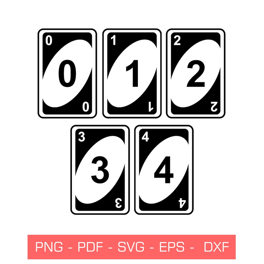 Uno 0-4 Clipart SVG PNG Download Cricut - Etsy