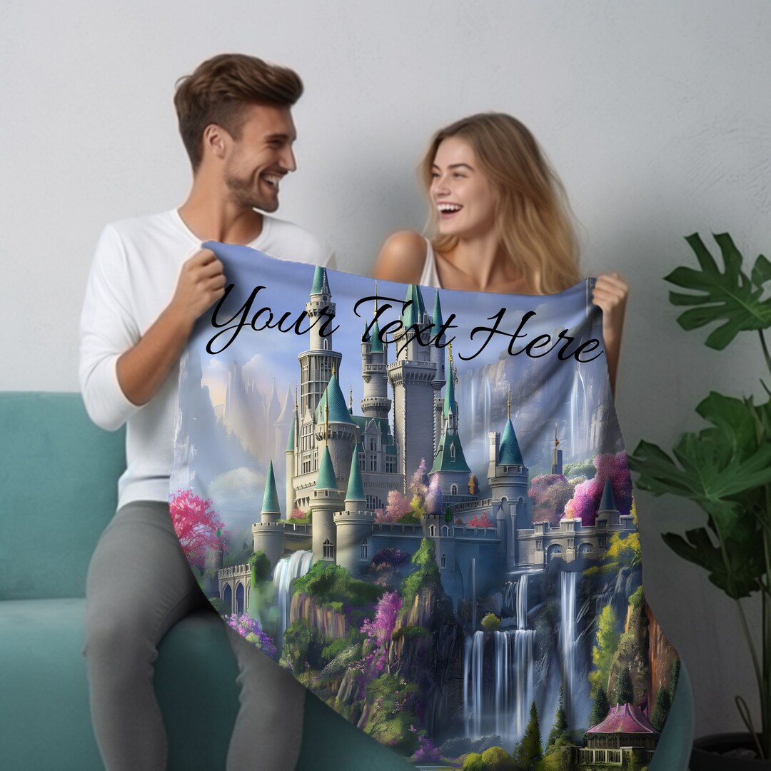 Personalized Cozy Fantasy Fleece Blanket, Castle Throw, Childs Blanket ...