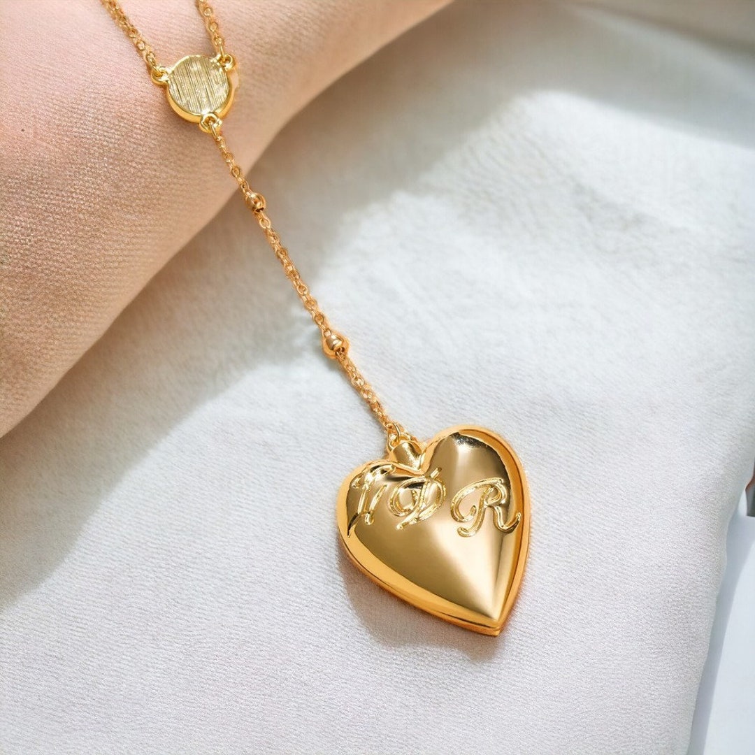 LDR Lana Del Rey Heart Necklace Gold and Silver 3.0 With Rosary Chains ...