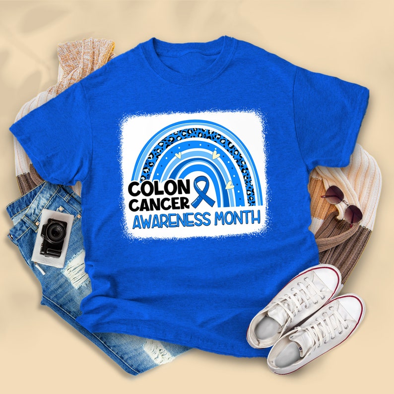 Rainbow in March We Wear Blue Colon Cancer Awareness Month Shirt, Blue ...