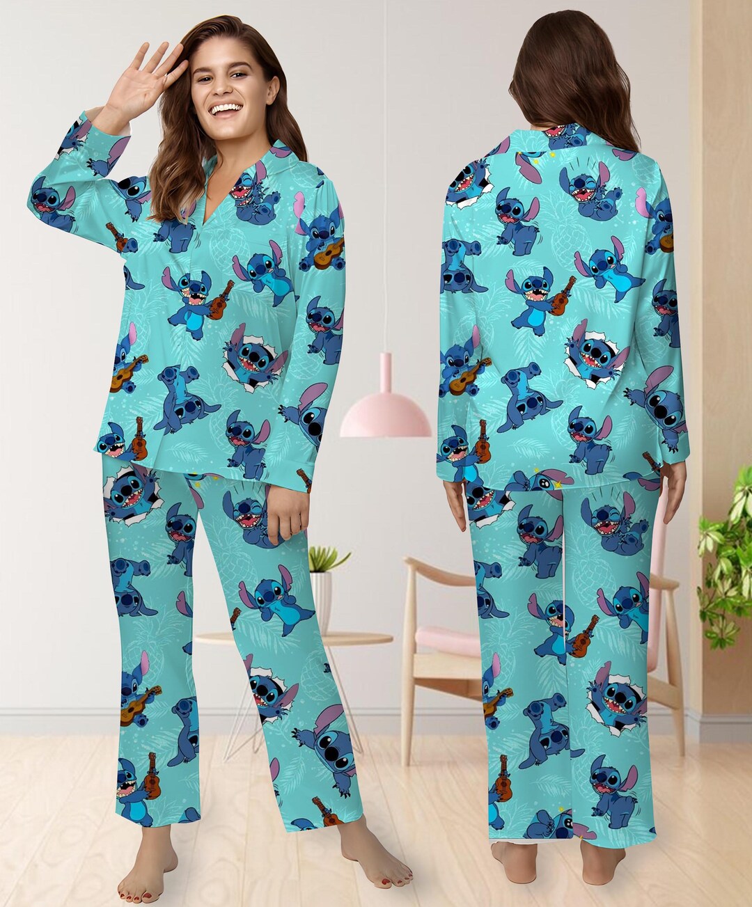 Lilo and Stitch Disney Pajamas Set, Stitch Long Sleeve Pyjamas Set ...