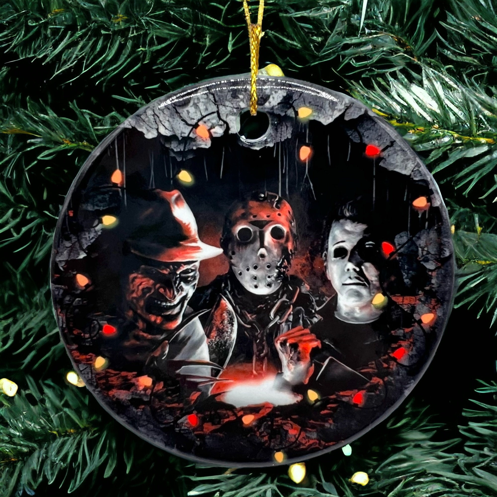 Horror Trio Faux 3D “breakthrough” Christmas Ornament - Etsy