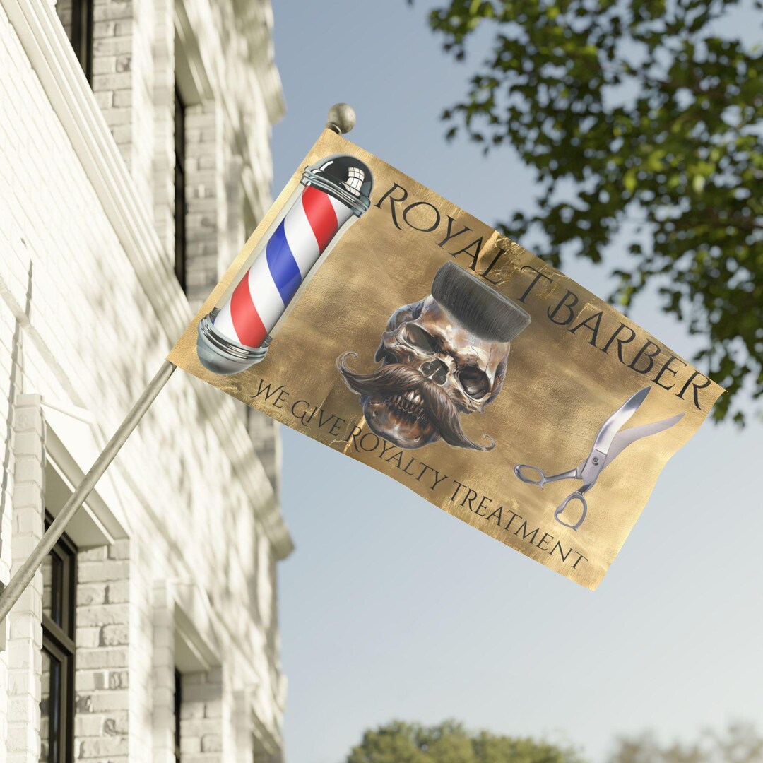 Royal T Barber Flag, Vintage Barber Decor, Man Cave Wall Art, Barber ...