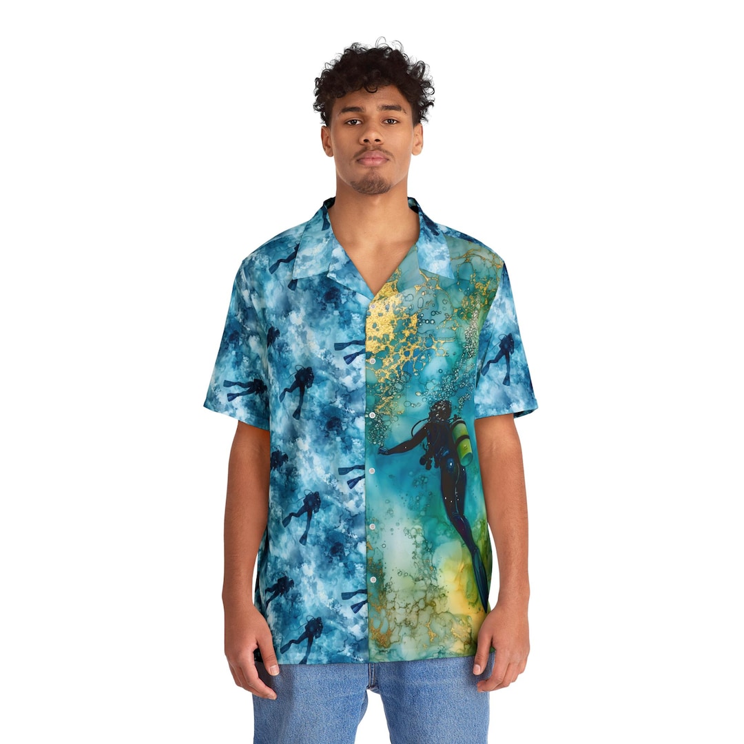 Hawaiian Shirt, Scuba Diver Dive Life Sea Life Lover Diving Dad, Men's ...