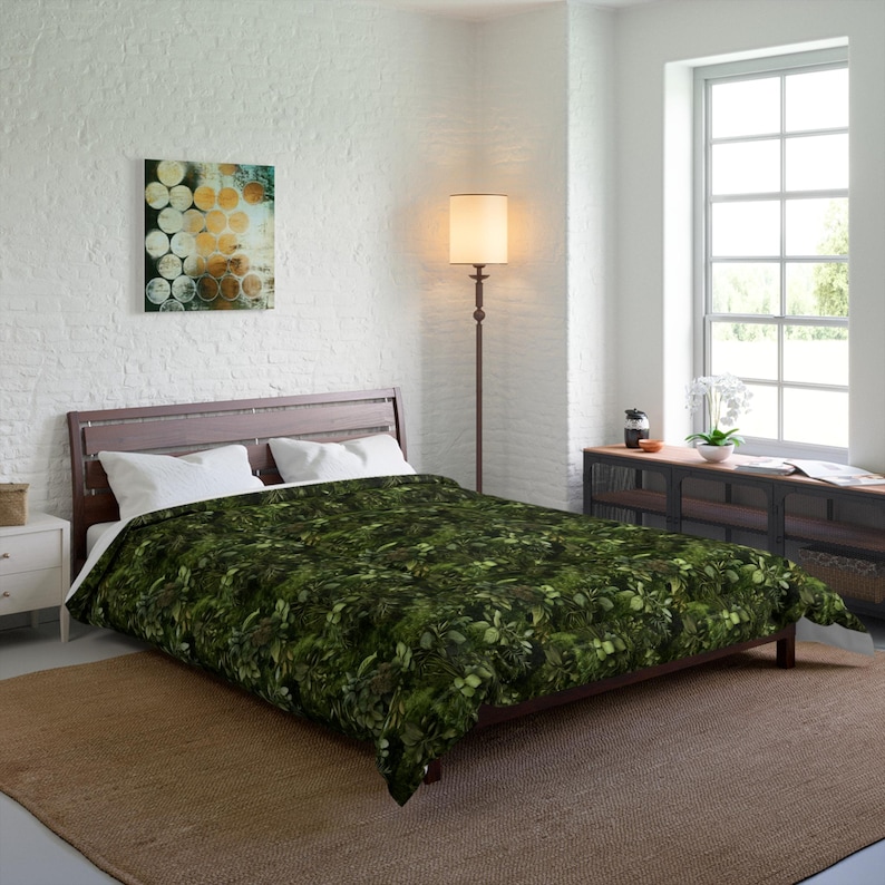 Leaf and Moss Comforter, Nature-inspired Bedding, Forest Floor Design ...