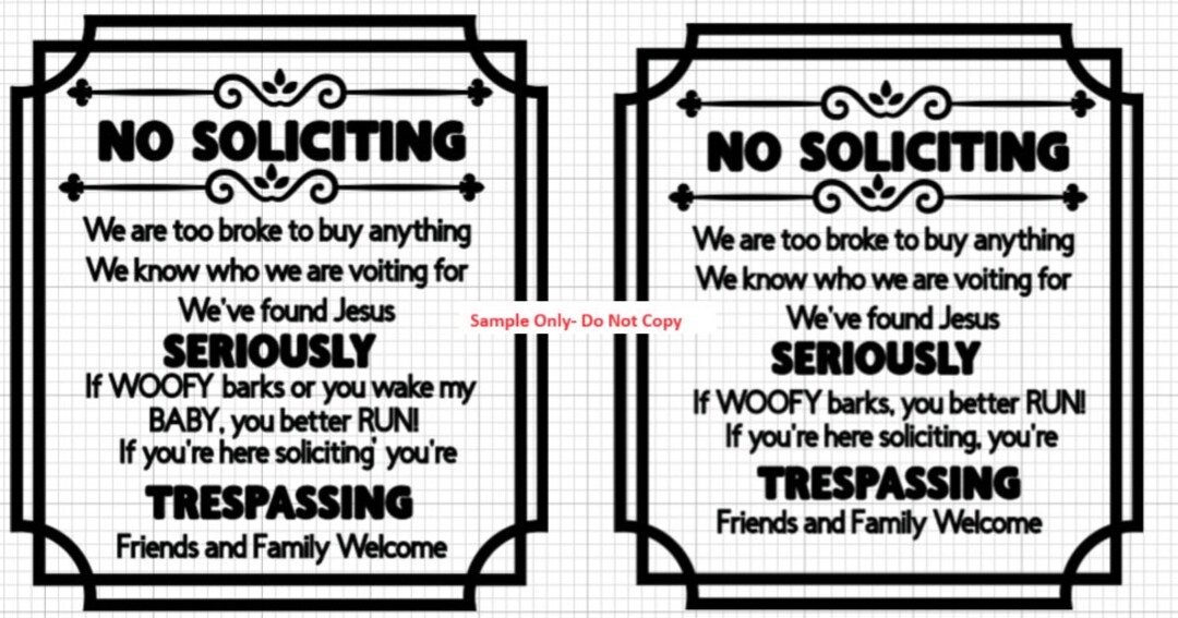 No Solicitation Sign- Woofy and Baby (SVG) - Etsy