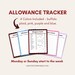 Printable Weekly Allowance Tracker for Kids Instant Download 8.5x11 PDF ...