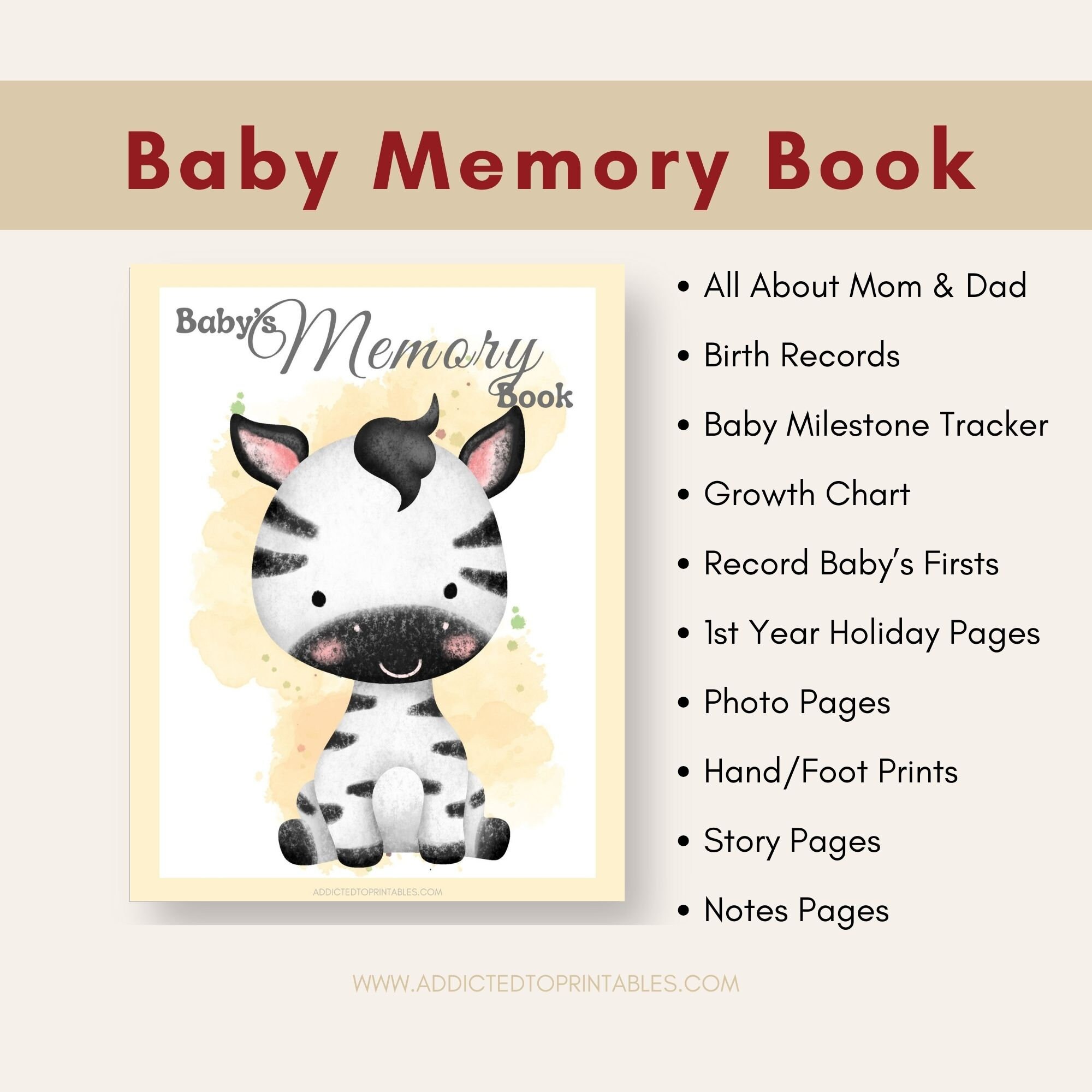 Printable Baby Memory Book Instant Download 8.5x11 PDF - Etsy