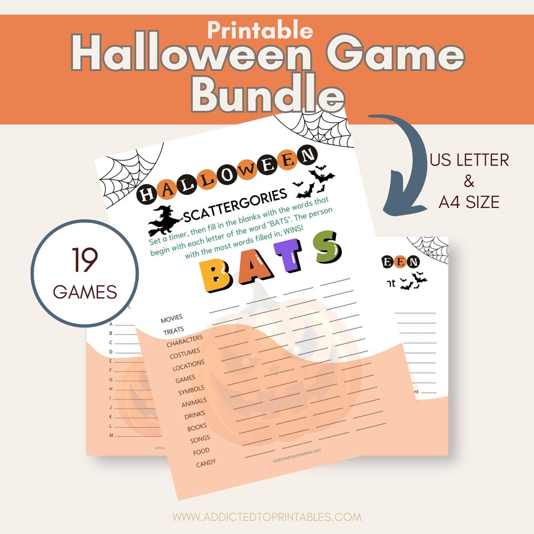 19 Printable Halloween Game Bundle Halloween Party Games Halloween ...