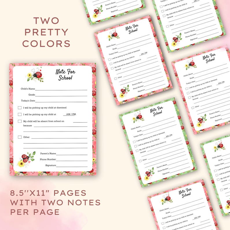 Printable Note From Home PDF | School Note From Home | Printable School ...