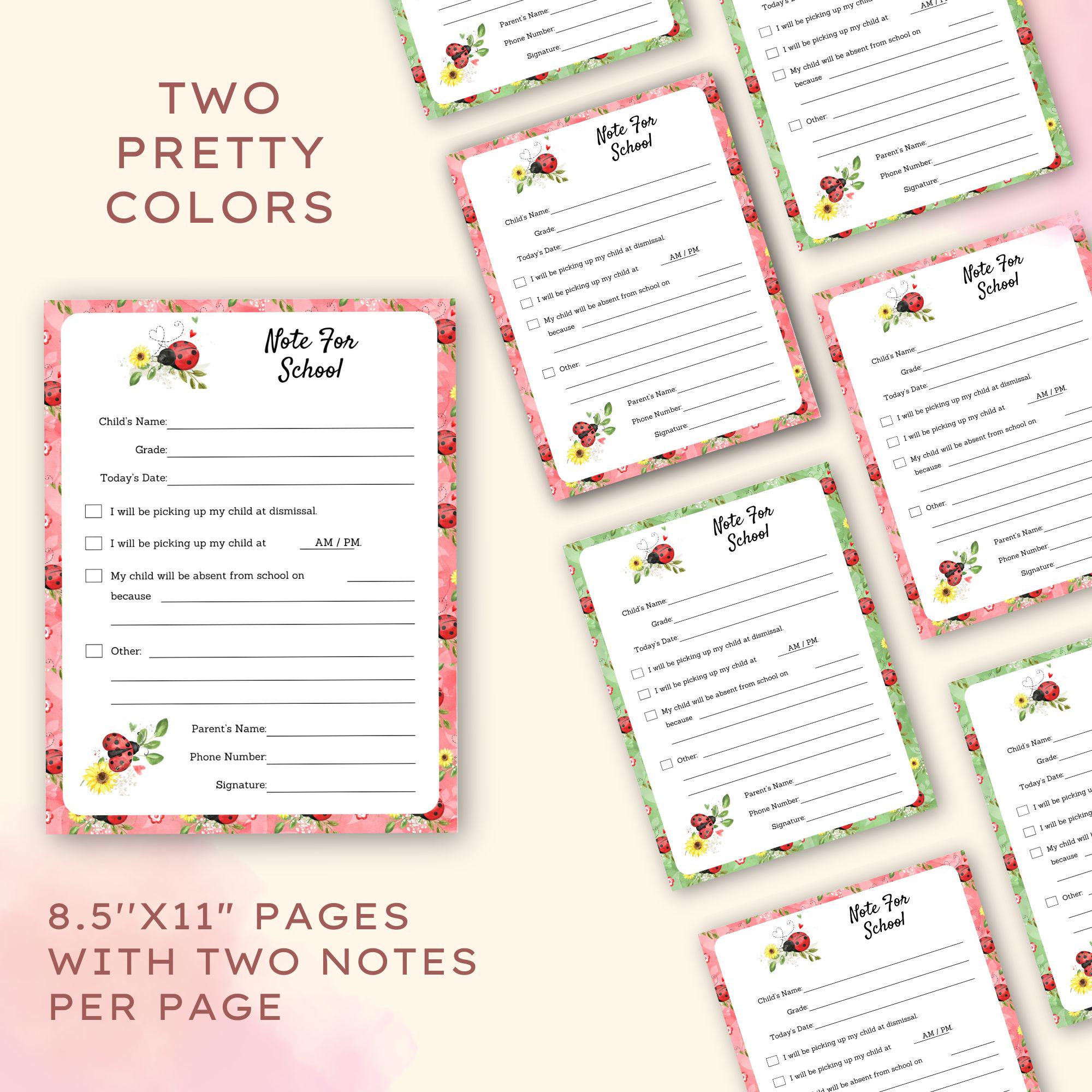 Printable Note From Home PDF | School Note From Home | Printable School ...