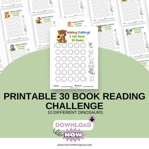 Printable Kid's Cute Animal 30 Book Reading Challenge | Cute Reading ...
