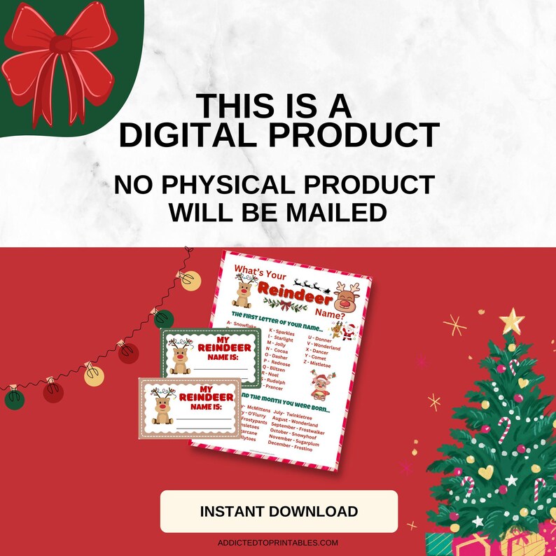 What's Your Reindeer Name Game Printable Reindeer Name Generator Game ...