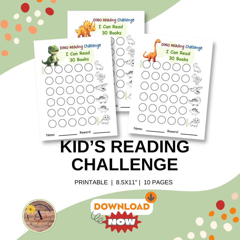 Printable Kid's Dinosaur 30 Book Reading Challenge | Dinosaur Reading ...