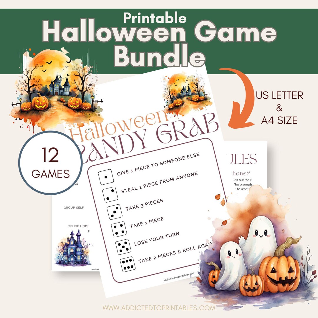 12 Printable Halloween Game Bundle Halloween Party Games Halloween ...