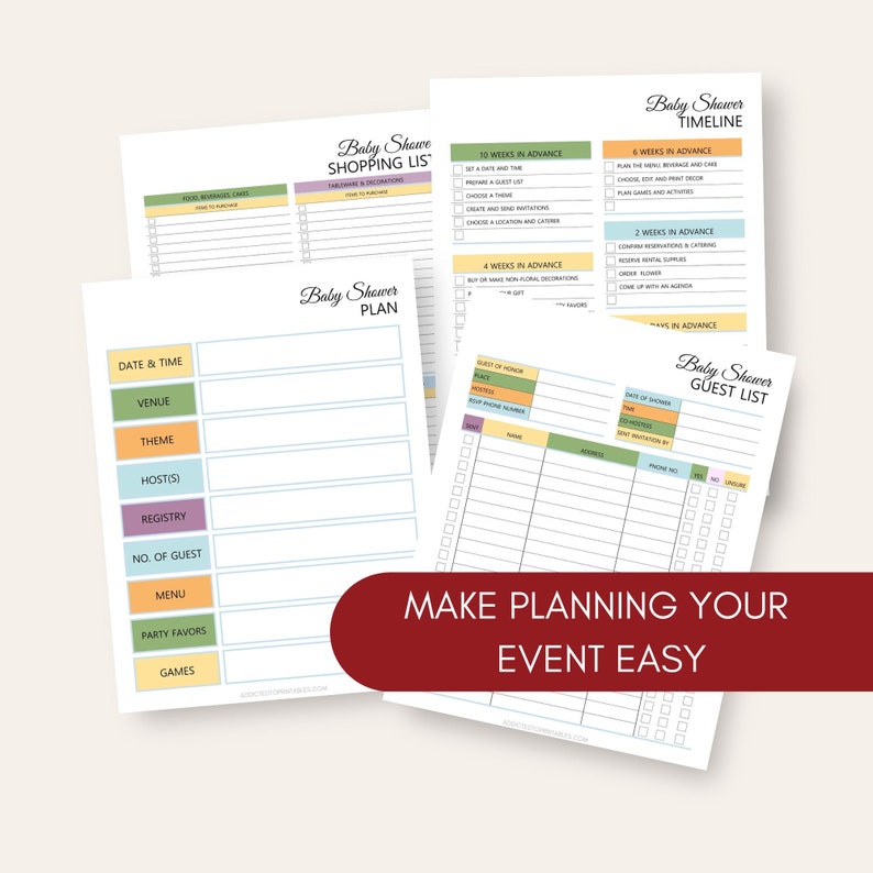 Printable Baby Shower Planner Instant Download 8.5x11 PDF Baby Shower ...