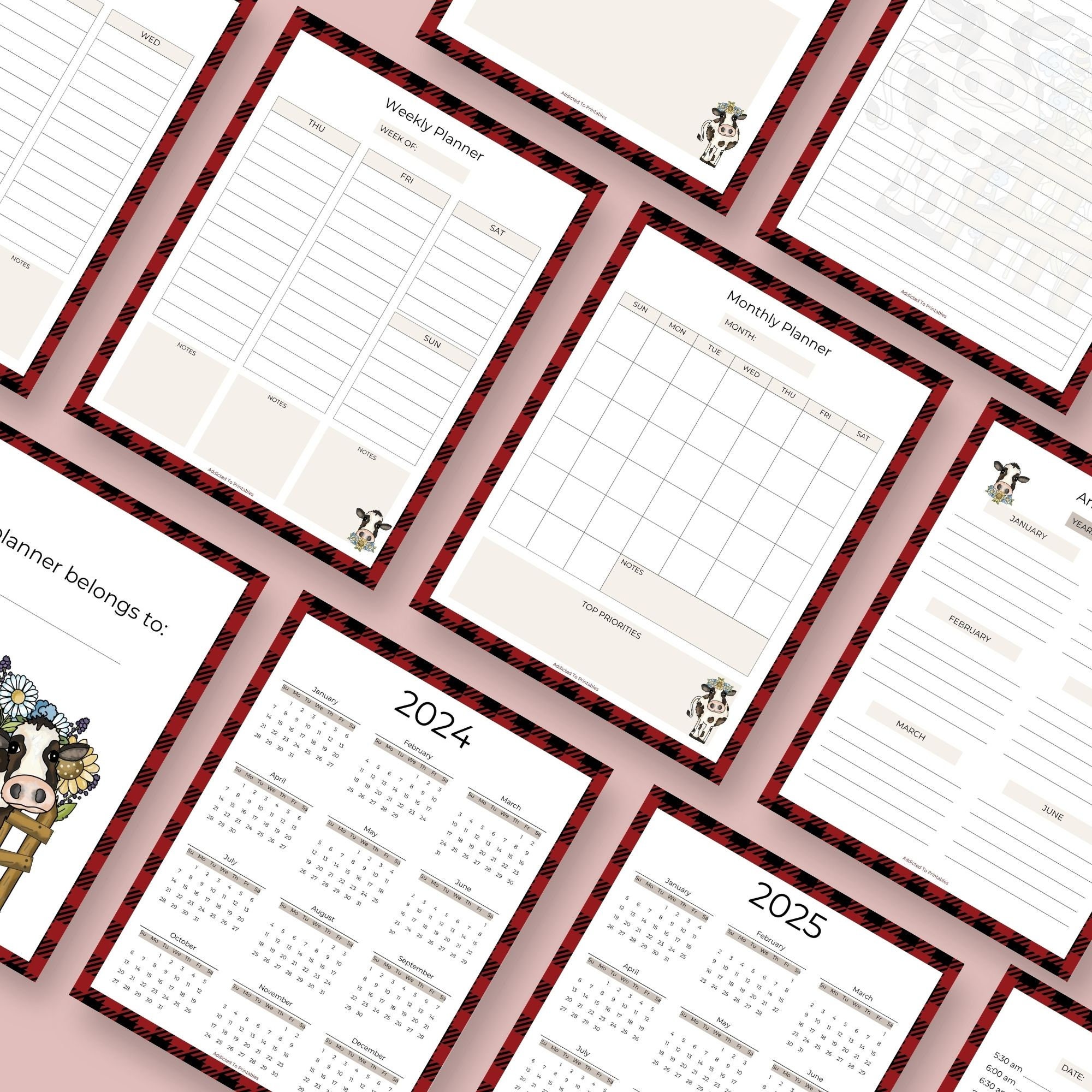 Printable Buffalo Plaid 2024 2025 Daily Planner Instant - Etsy