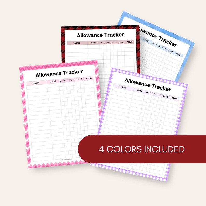 Printable Weekly Allowance Tracker for Kids | Instant Download | 8.5x11 ...