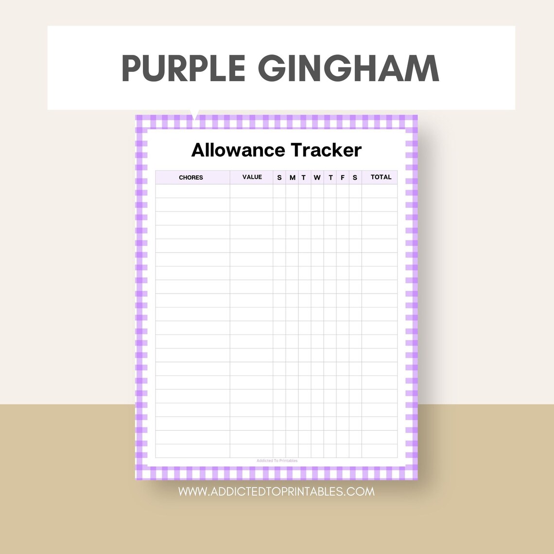 Printable Weekly Allowance Tracker for Kids Instant Download 8.5x11 PDF ...