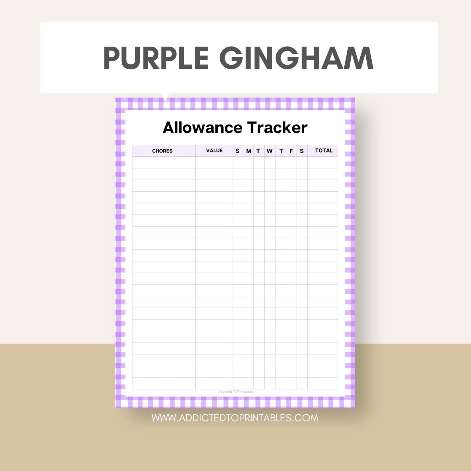 Printable Weekly Allowance Tracker for Kids Instant Download 8.5x11 PDF ...