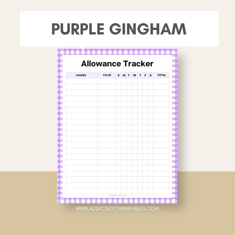 Printable Weekly Allowance Tracker for Kids Instant Download 8.5x11 PDF ...