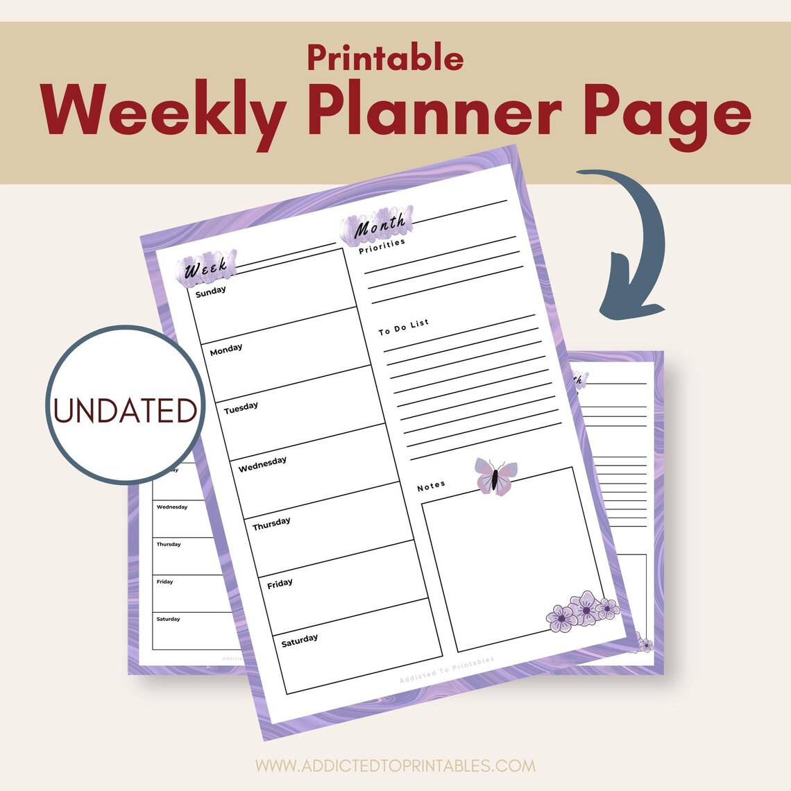 Printable Weekly Planner | Instant Download | 8.5x11 PDF| Weekly ...