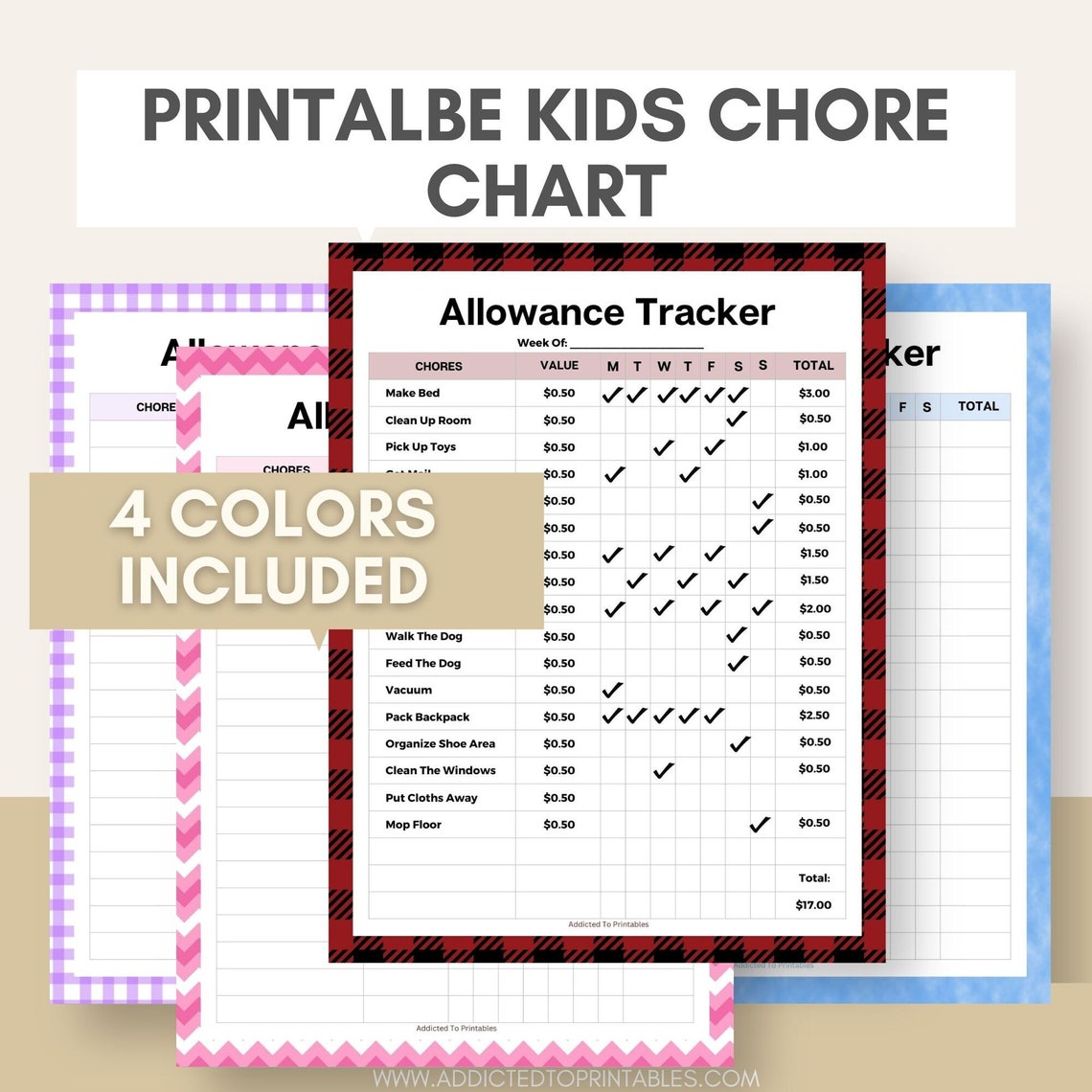 Printable Weekly Allowance Tracker for Kids Instant Download 8.5x11 PDF ...