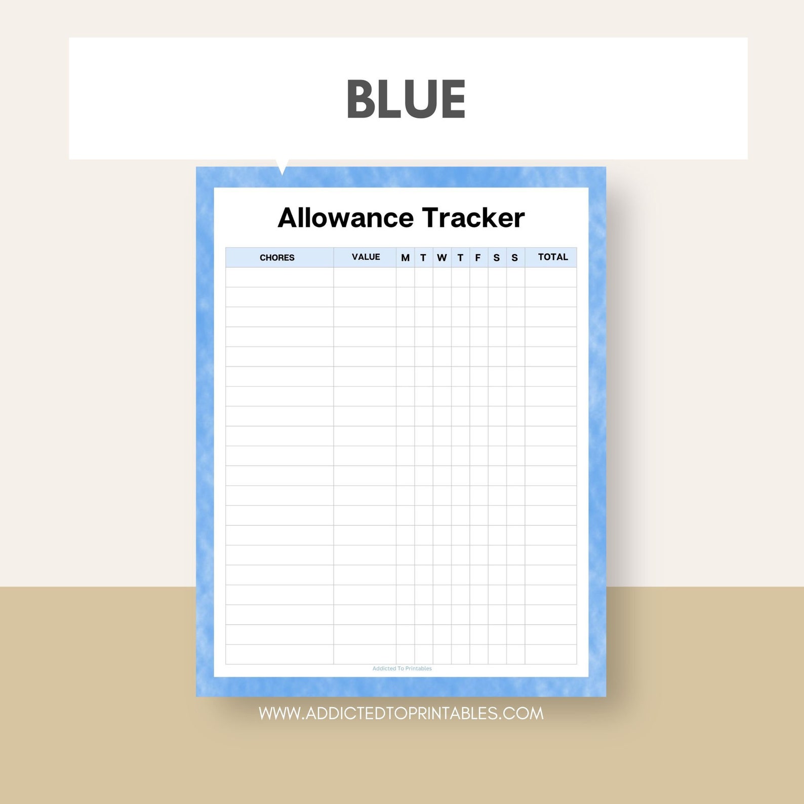 Printable Weekly Allowance Tracker for Kids Instant Download 8.5x11 PDF ...