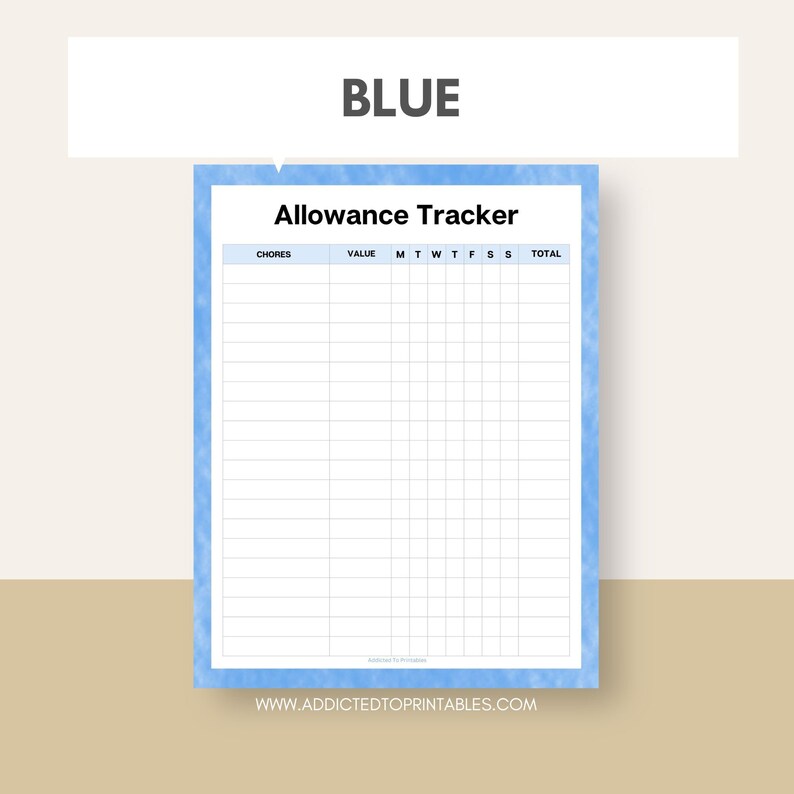Printable Weekly Allowance Tracker for Kids Instant Download 8.5x11 PDF ...