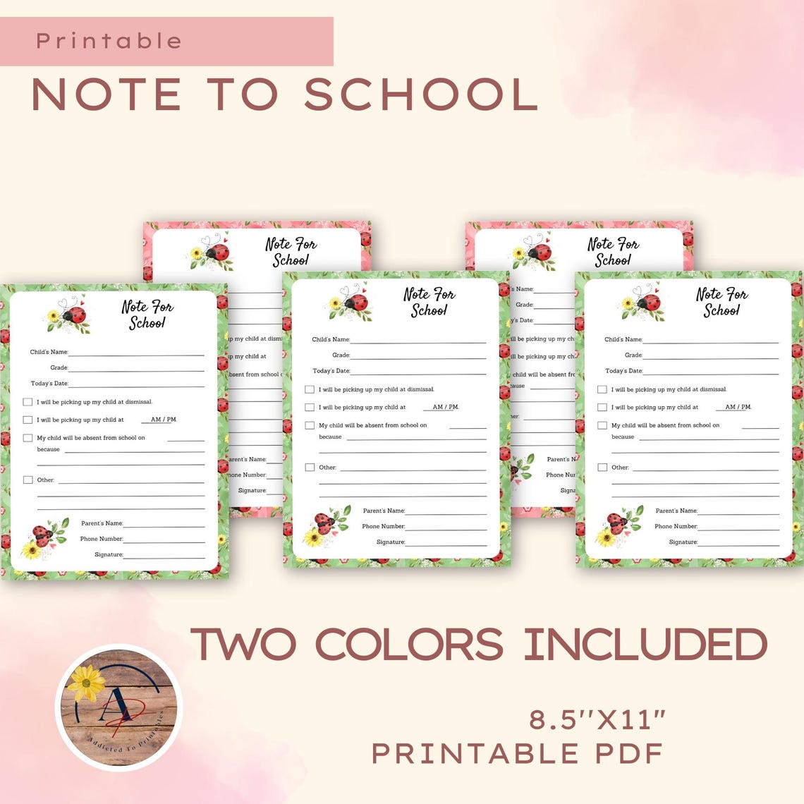 Printable Note From Home PDF | School Note From Home | Printable School ...