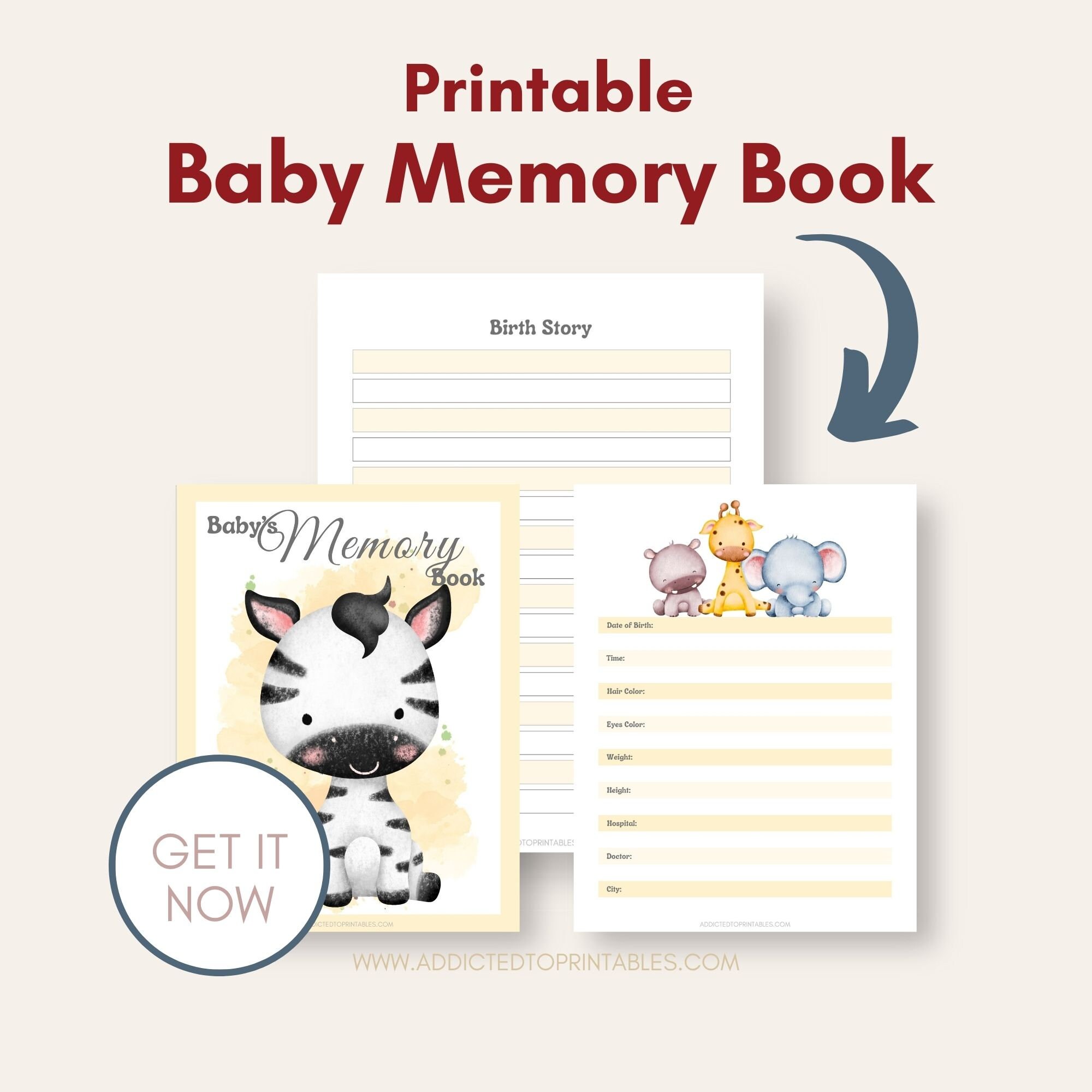 Printable Baby Memory Book | Instant Download | 8.5x11 PDF| Baby Book ...