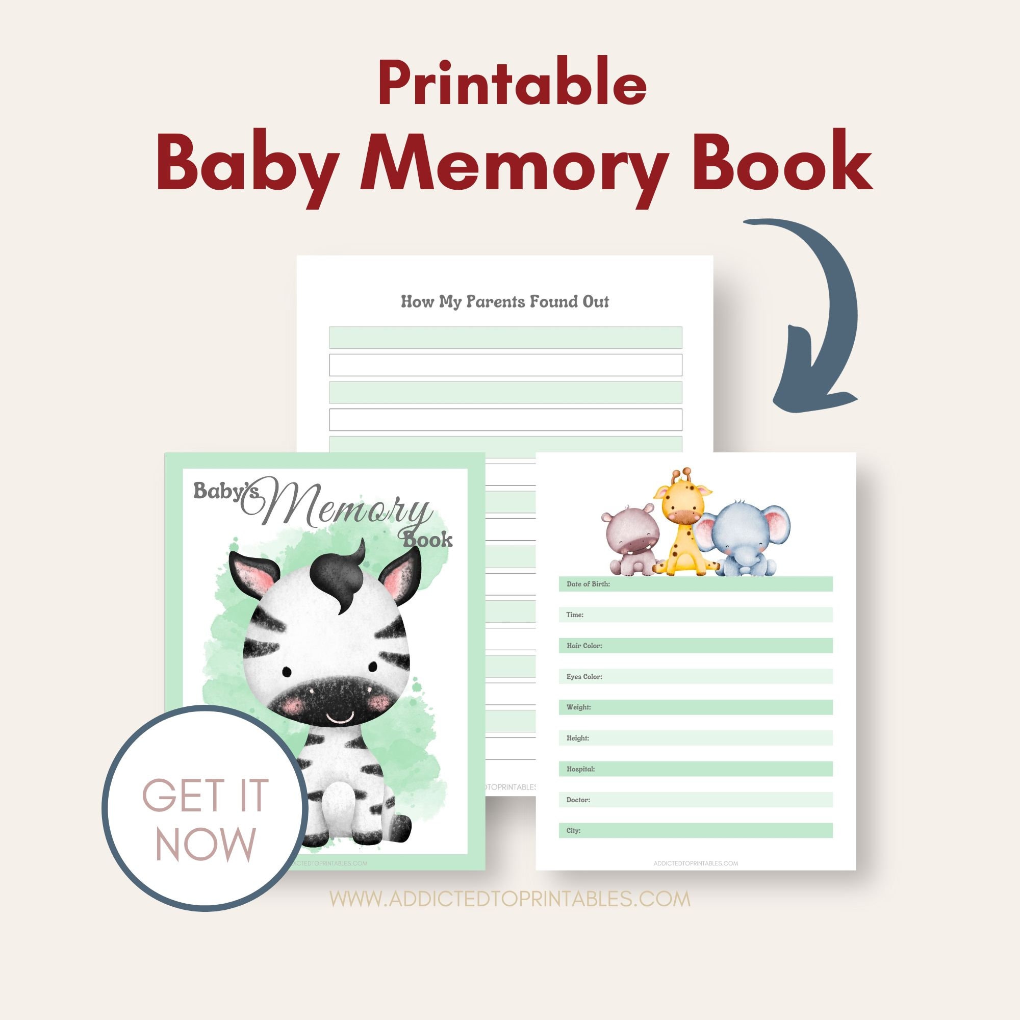 Printable Baby Memory Book | Instant Download | 8.5x11 PDF| Baby Book ...