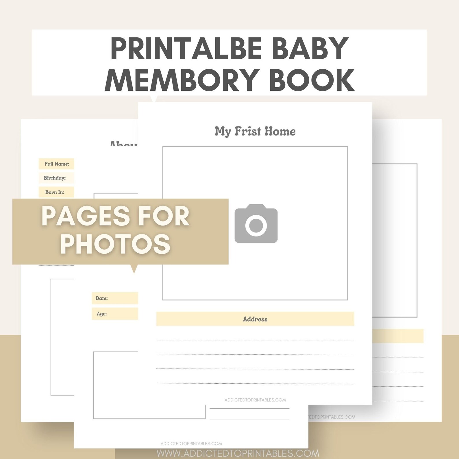 Printable Baby Memory Book Instant Download 8.5x11 PDF Baby Book Pages ...