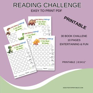 Printable Kid's Dinosaur 30 Book Reading Challenge | Dinosaur Reading ...