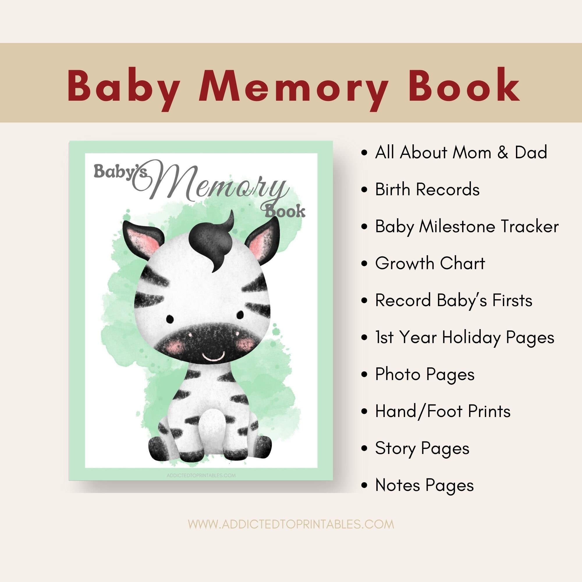 Printable Baby Memory Book | Instant Download | 8.5x11 PDF| Baby Book ...