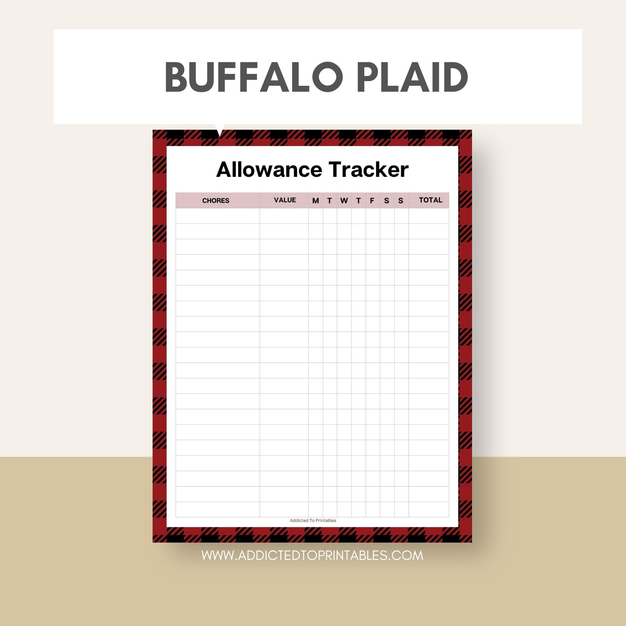 Printable Weekly Allowance Tracker for Kids Instant Download 8.5x11 PDF ...