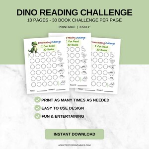 Printable Kid's Dinosaur 30 Book Reading Challenge | Dinosaur Reading ...