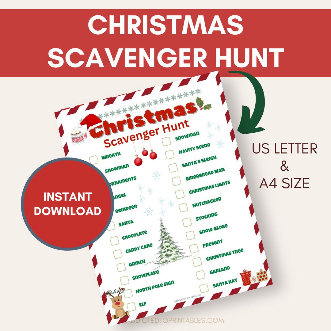 Christmas Scavenger Hunt Printable Christmas Printable Game Fun Holiday ...
