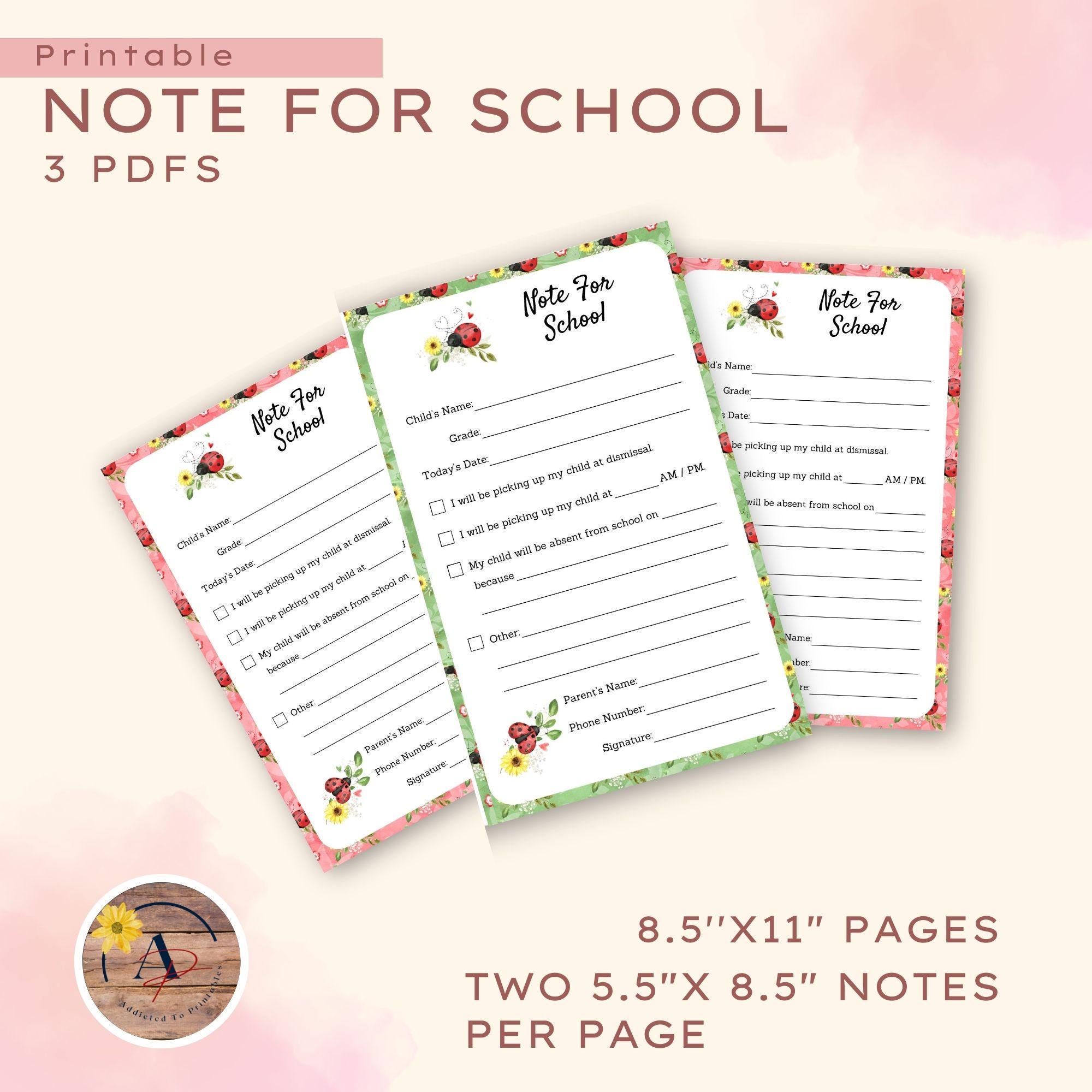Printable Note From Home PDF | School Note From Home | Printable School ...