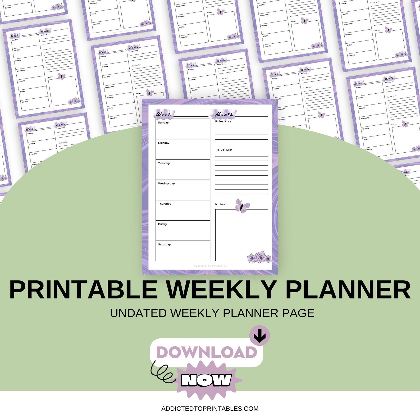 Printable Weekly Planner | Instant Download | 8.5x11 PDF| Weekly ...