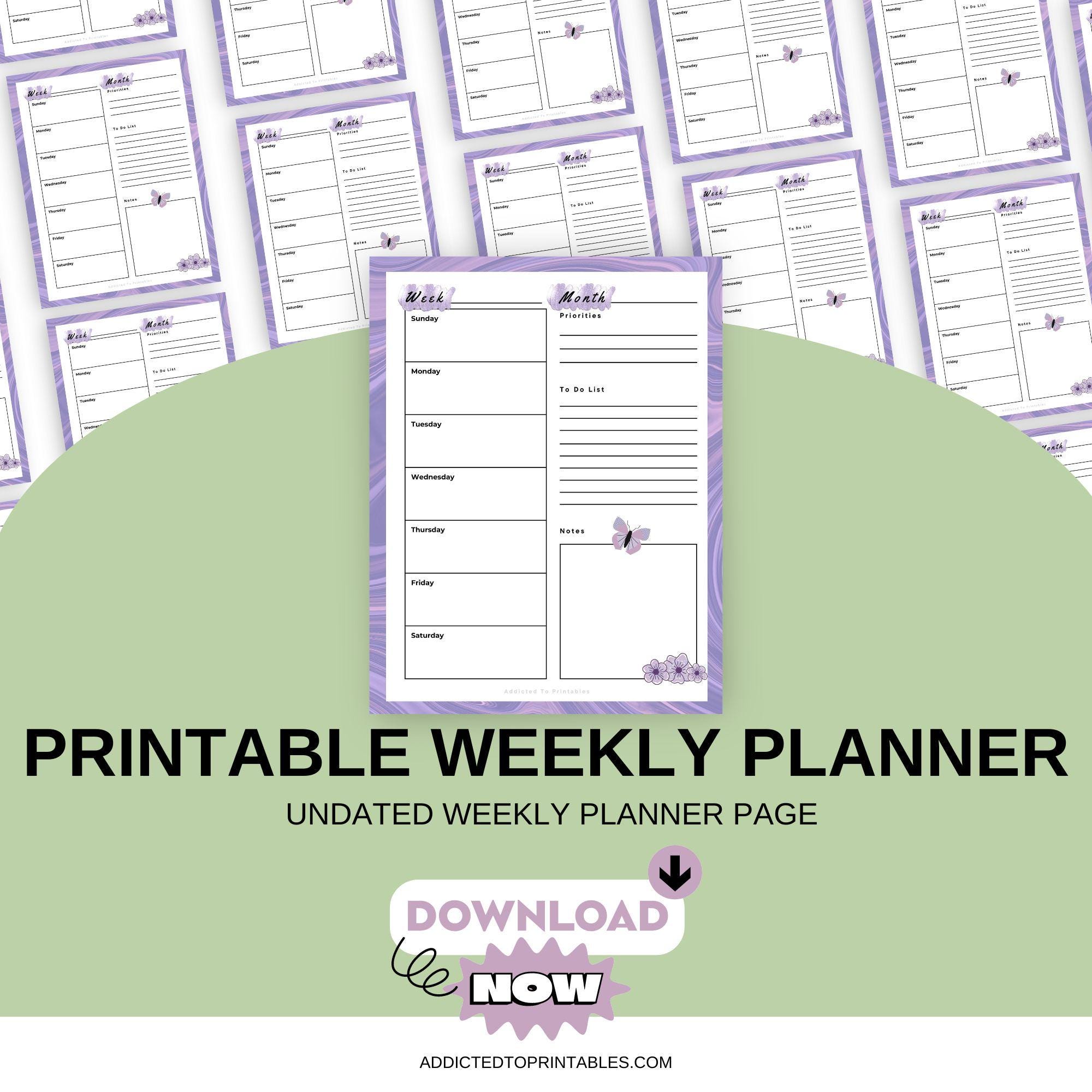 Printable Weekly Planner | Instant Download | 8.5x11 PDF| Weekly ...